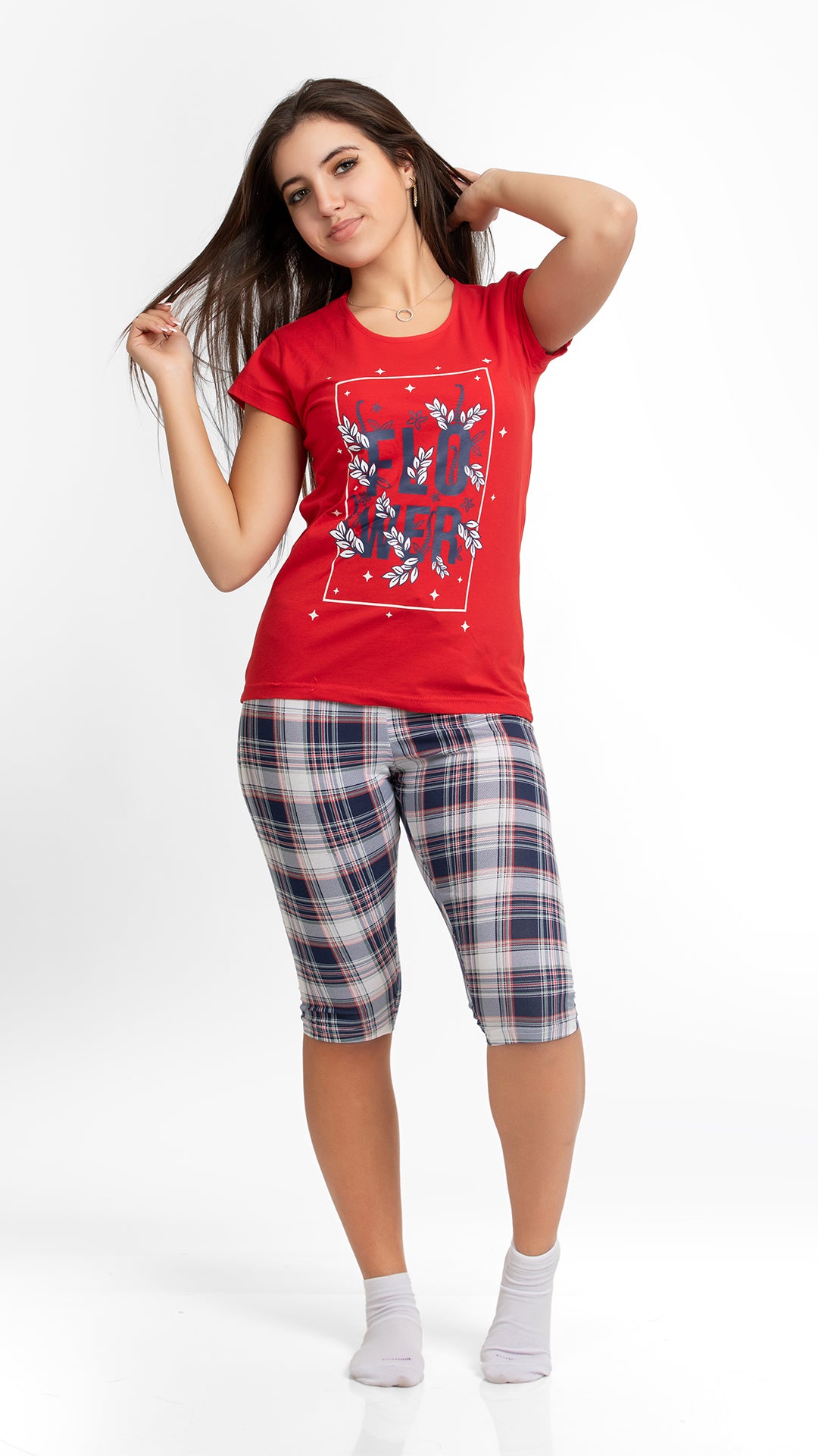 Women's Pajama Set (short sleeves +Pentacor) 724 بيجاما صيفي حريمي ...