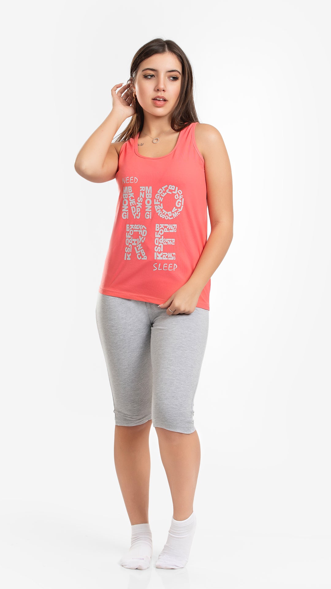 Women's Pajama Set ( sleeves +Pentacor ) 737 بيجاما صيفي حريمي – Cottonil